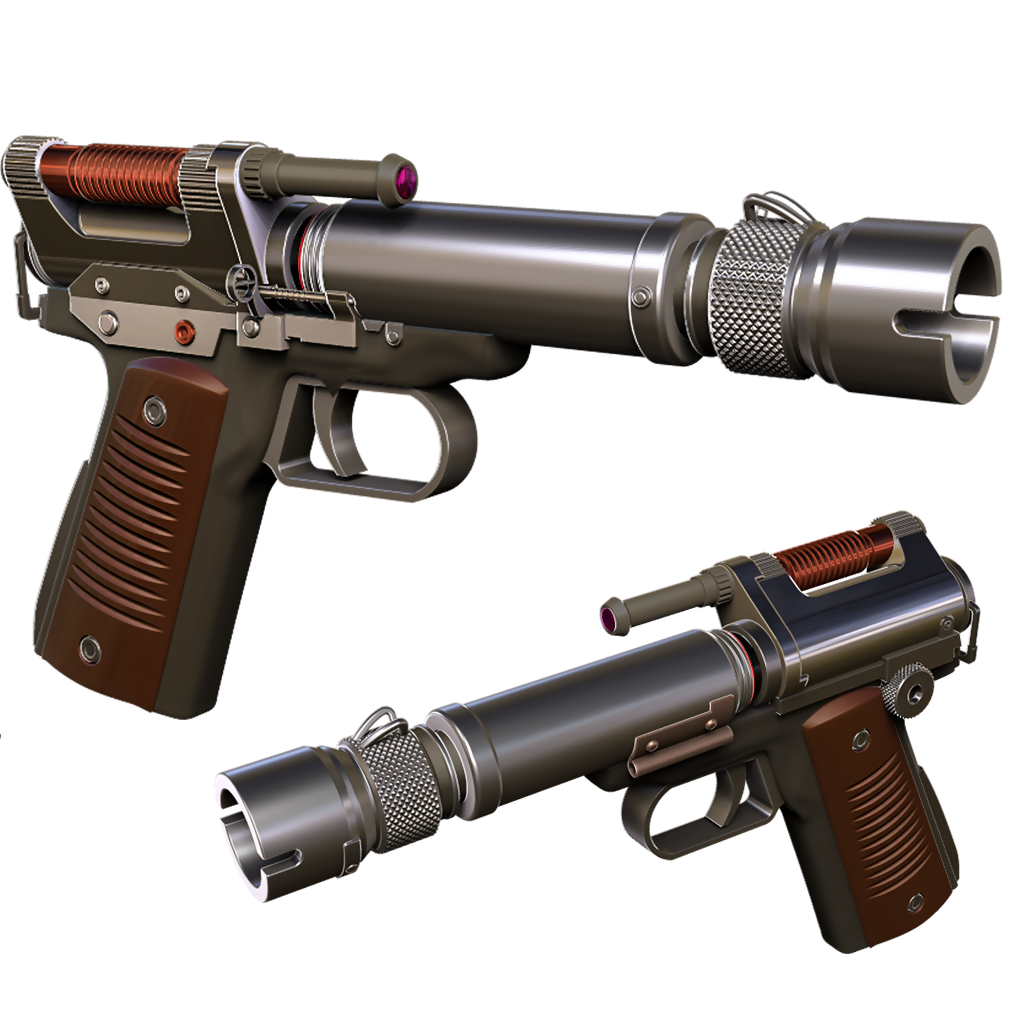 Kay Vess blaster with clickable trigger – Wireframe