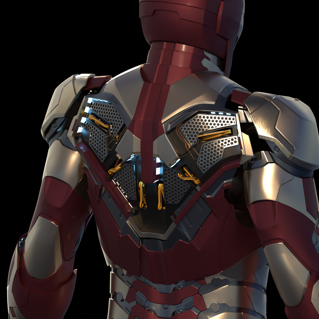 Iron Man MK42 Full Suit Motorized 3D Printable Model – Wireframe
