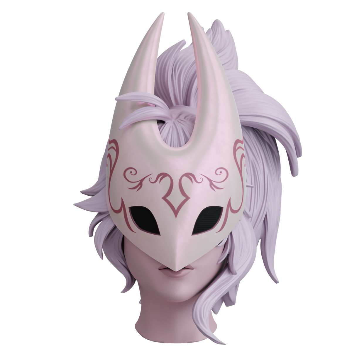 Hornet Castlevania Mask - Hollow Knight Silksong 3D Model – Wireframe