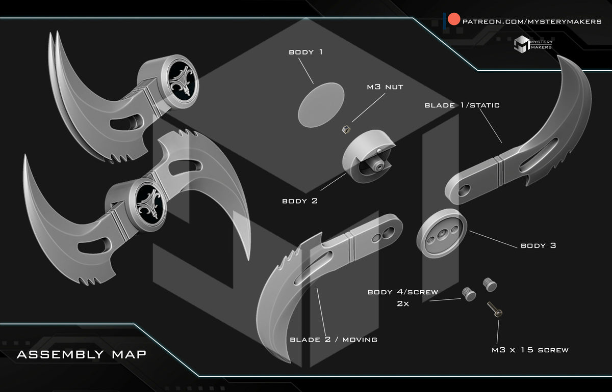 Blade functional Glaive and Stakes – Wireframe