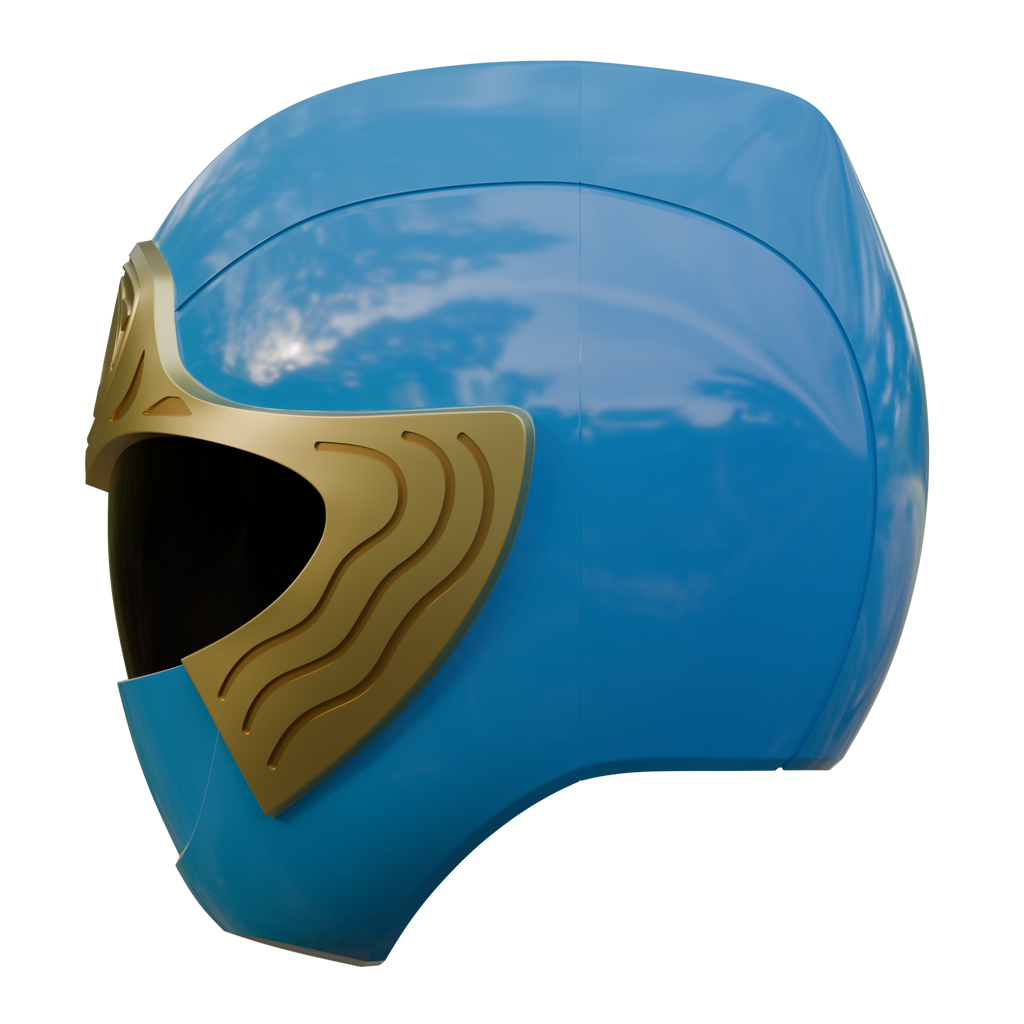 Blue Ninja Ranger Helmet 3D Model – Wireframe