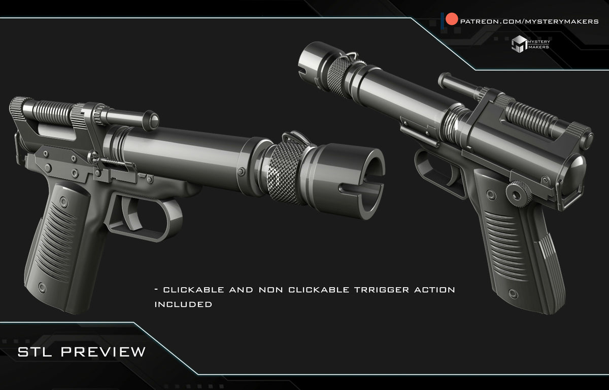 Kay Vess blaster with clickable trigger – Wireframe