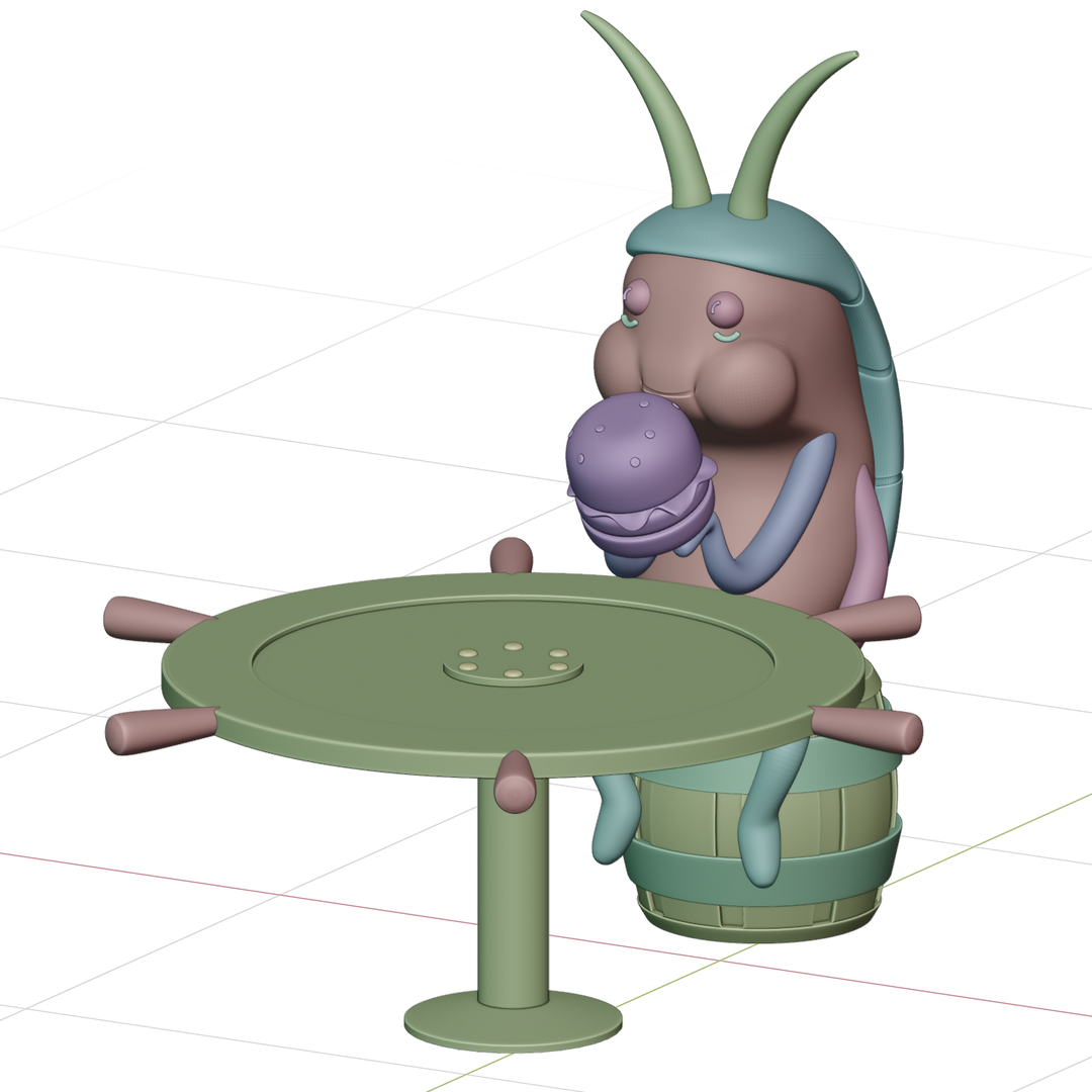 Spongebob Cockroach Eating 3D File – Wireframe
