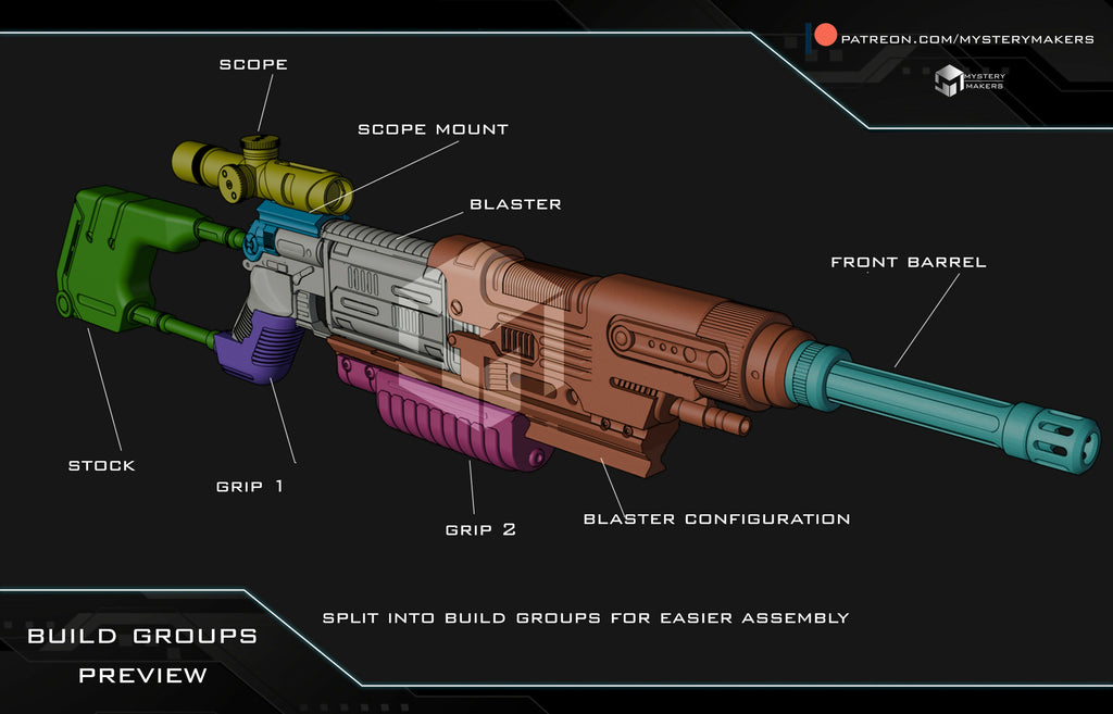 Space blaster with modular configuration – Wireframe