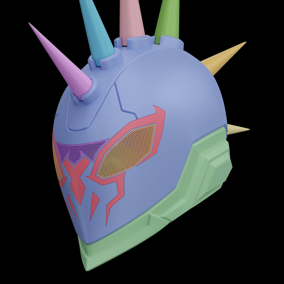 Spider-Punk 2099 Helmet- Marvel Rivals 3D Model – Wireframe