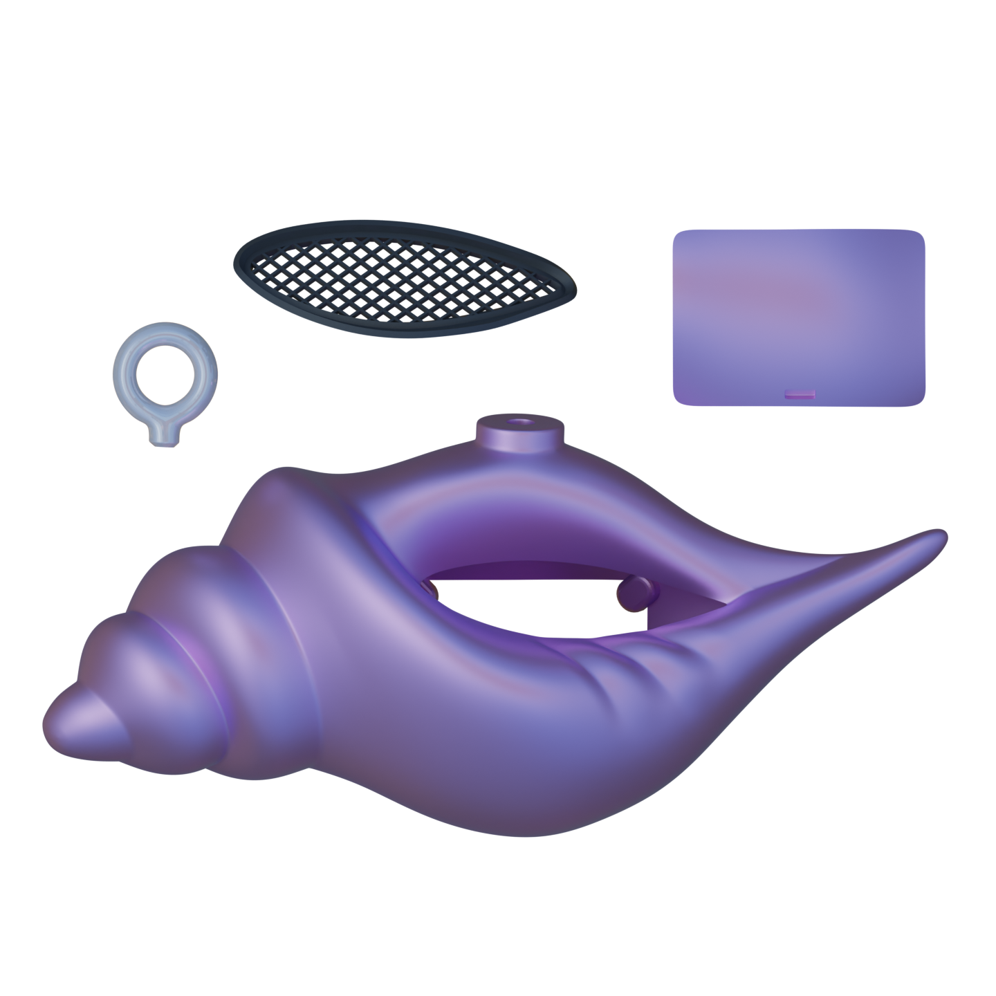 Magic Conch Shell 3D Model – Wireframe