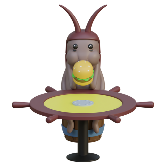 Spongebob Cockroach Eating 3D File – Wireframe