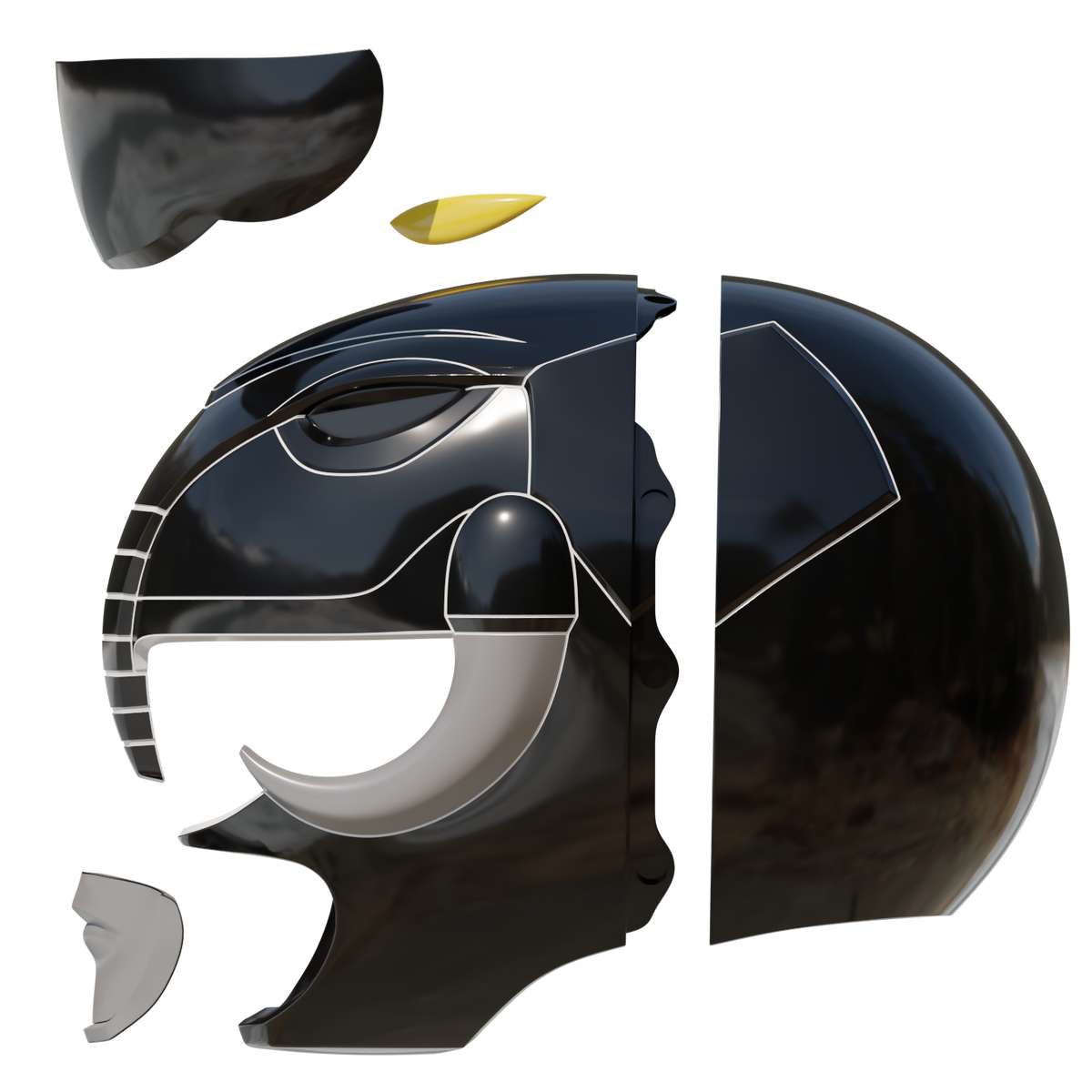 Black Ranger MMPR Helmet - 3D Print Model – Wireframe