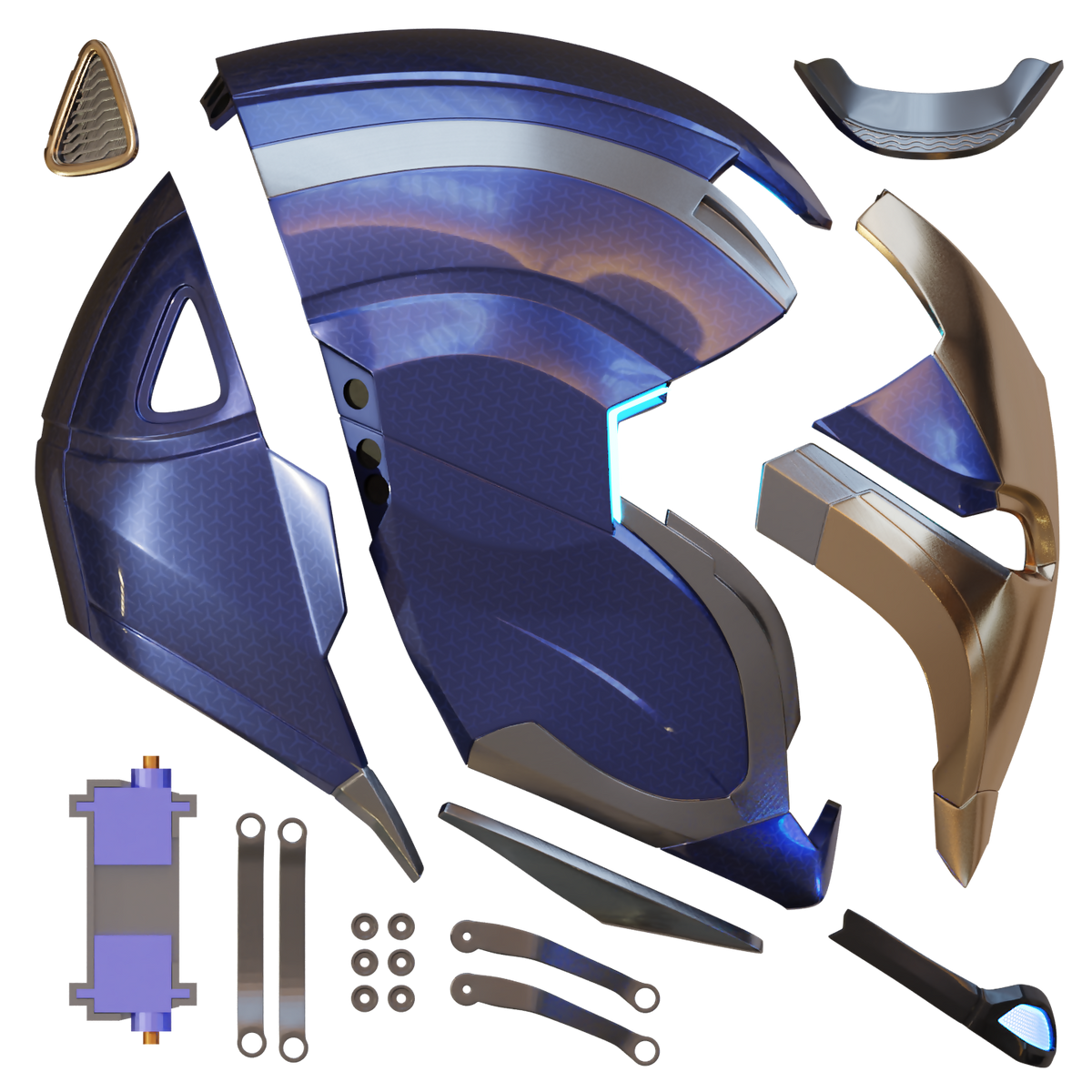 Motorized Walsh3D Ironman Mark 49 Rescue Helmet 3D Print Model – Wireframe