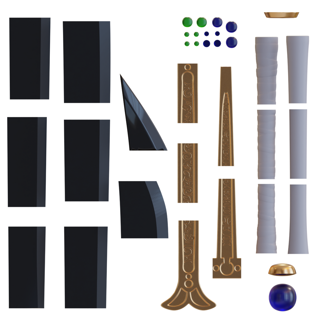 Mihawk "Yoru" Sword - One Piece - 3D Print Model – Wireframe