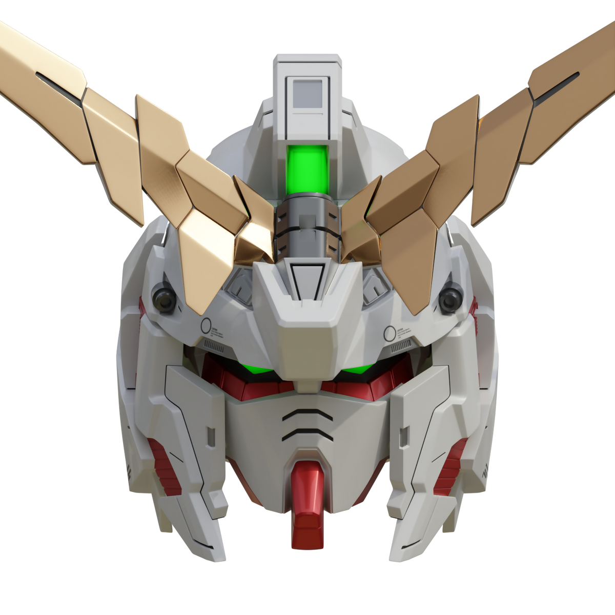 Transforming Gundam RX-0 Unicorn V2 Helmet 3D Printable Model – Wireframe