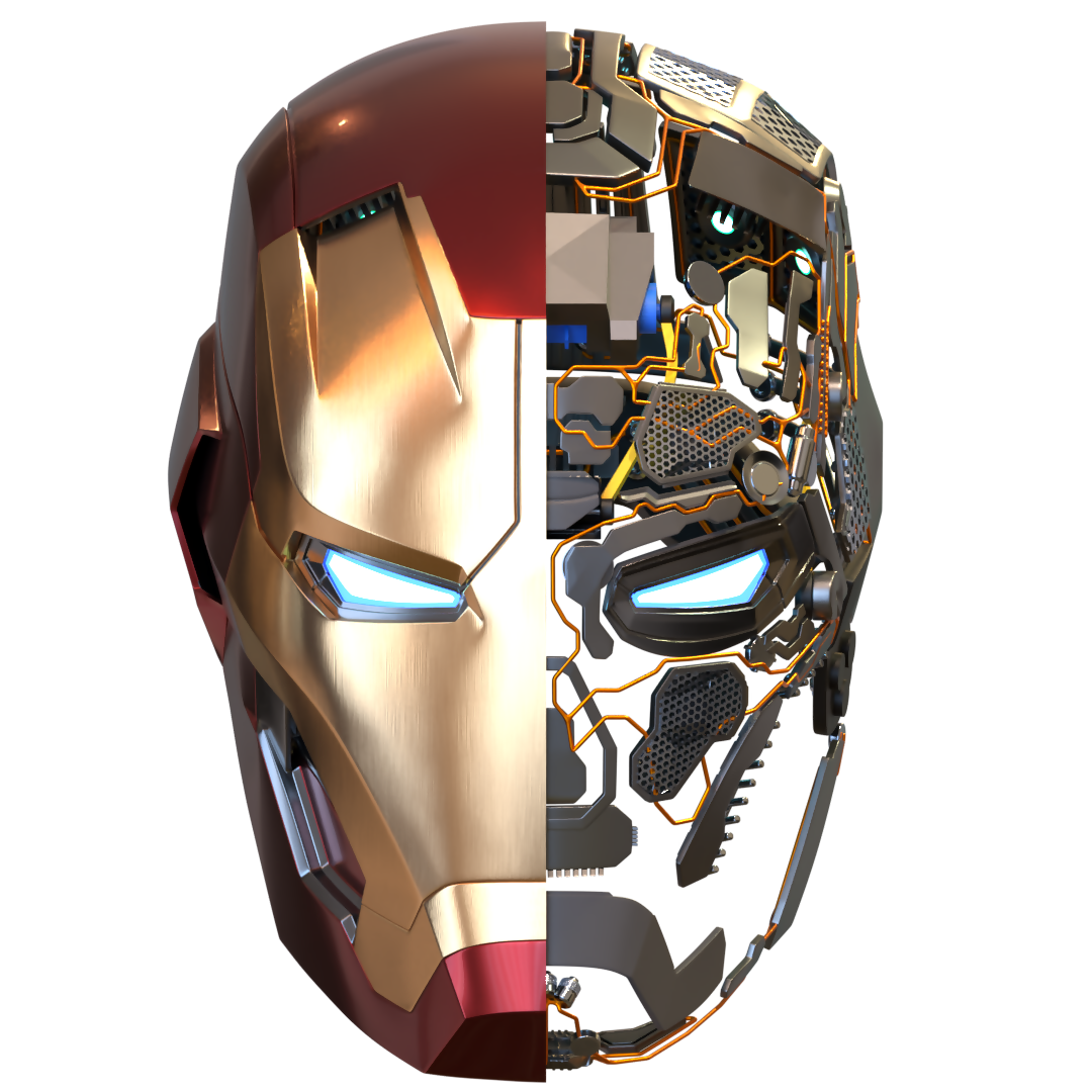 Iron Man MK45 Helmet Motorized 3D Model – Wireframe