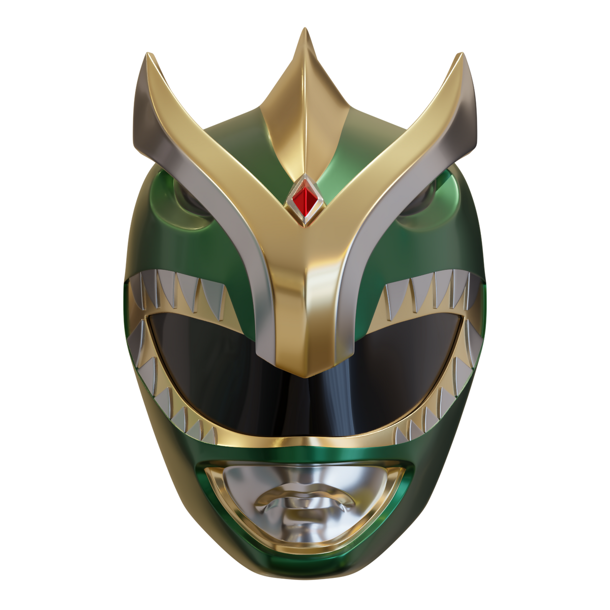 Green Ranger V2 Helmet - 3D Print Model – Wireframe