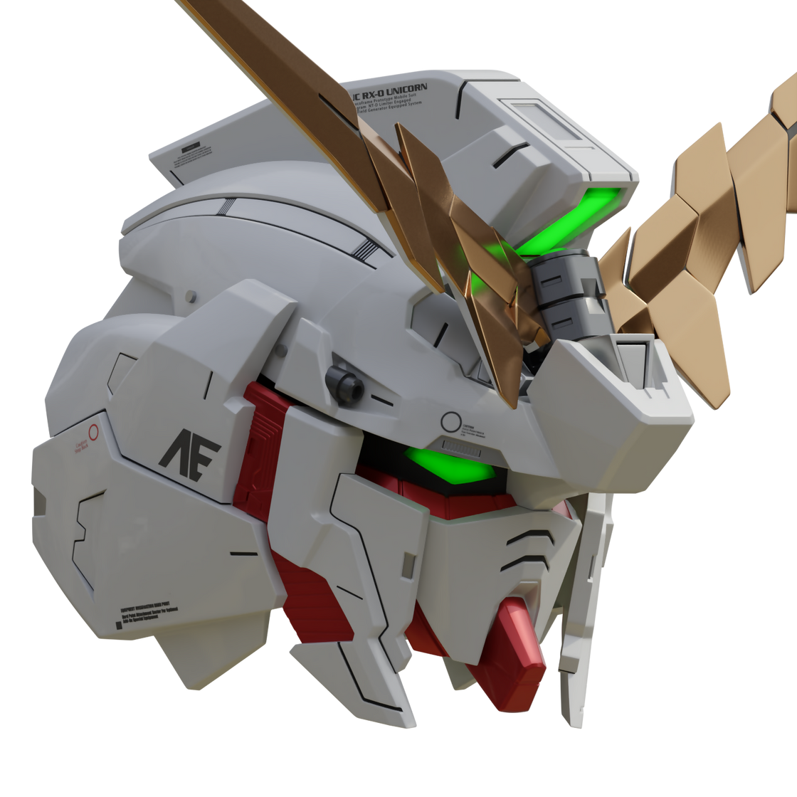 Transforming Gundam RX-0 Unicorn V2 Helmet 3D Printable Model – Wireframe