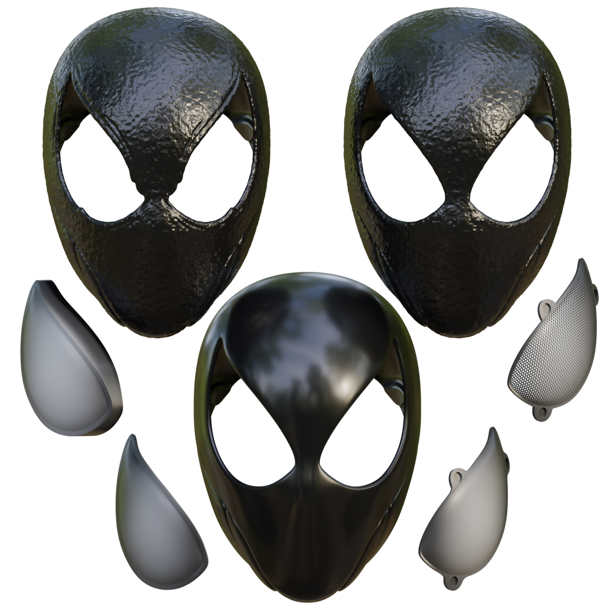 VEK3D Spider-Man Black Suit helmet File – Wireframe