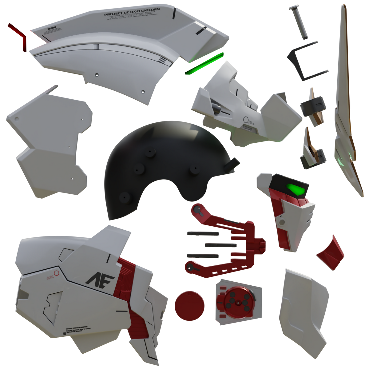 Transforming Gundam RX-0 Unicorn V2 Helmet 3D Printable Model – Wireframe