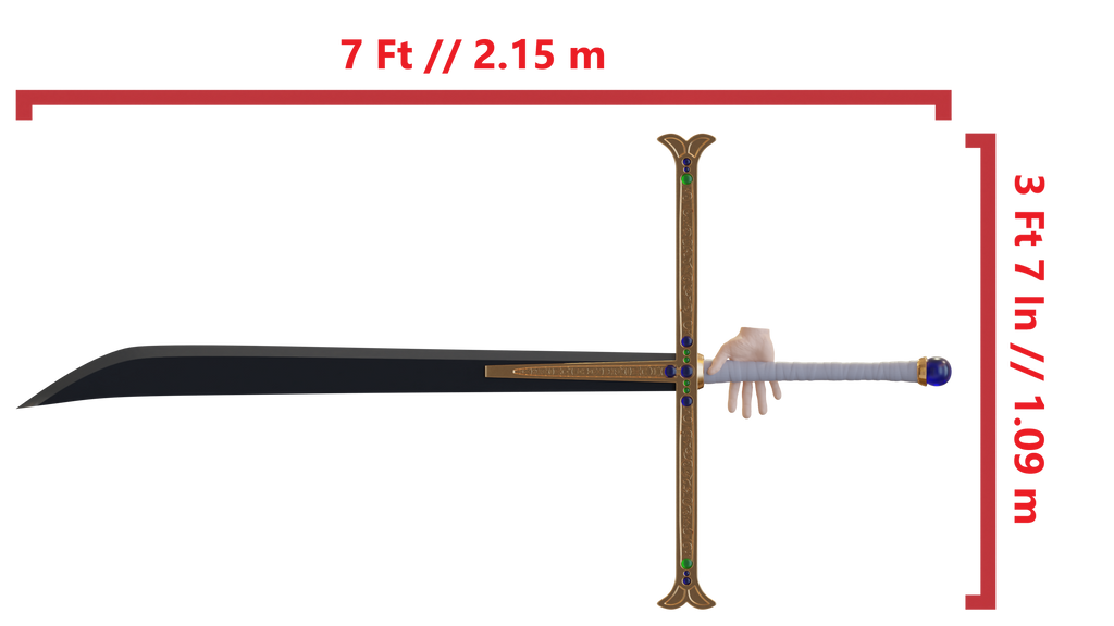 Mihawk "Yoru" Sword - One Piece - 3D Print Model – Wireframe