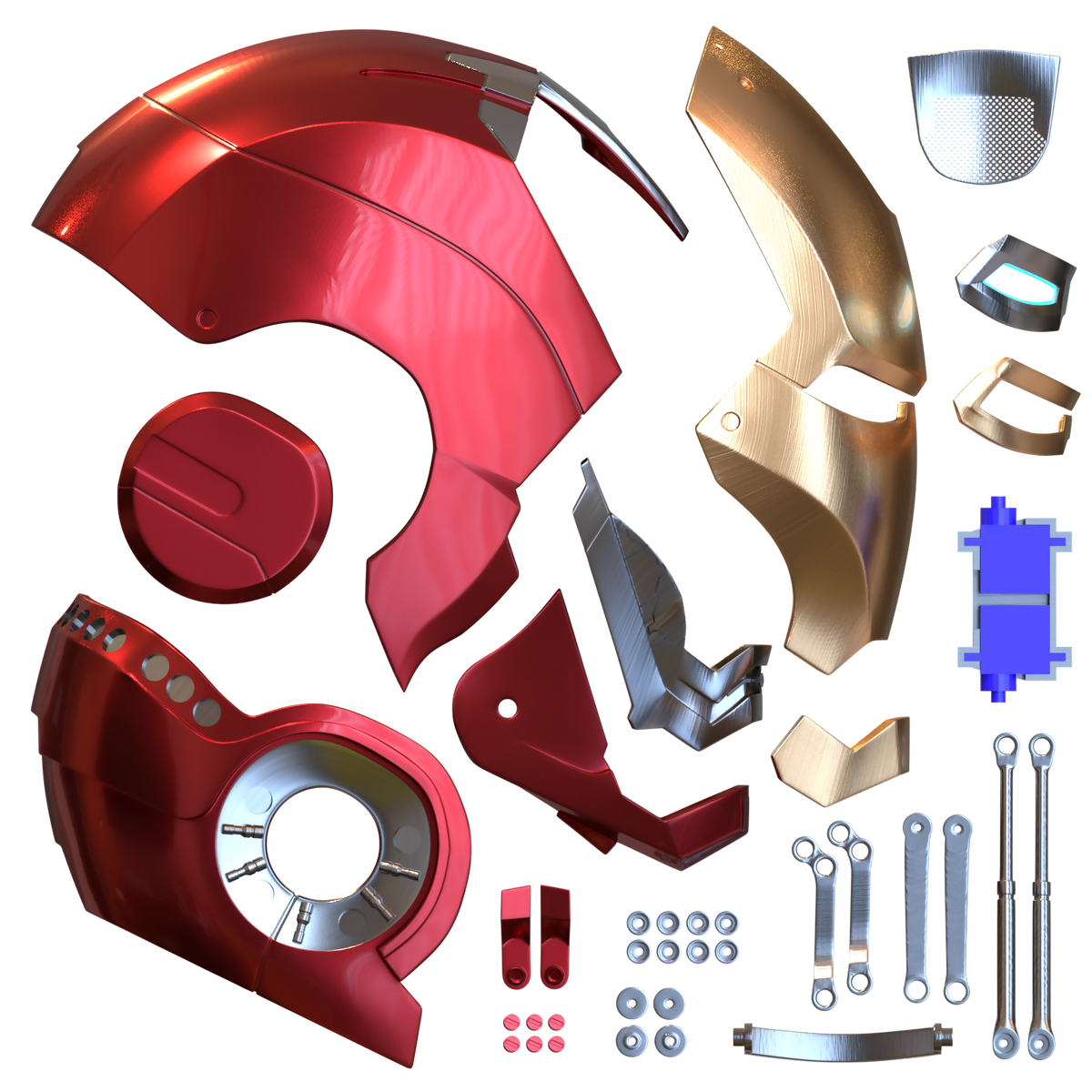 Motorized Walsh3D Ironman Mark 45B Helmet 3D Print Model – Wireframe