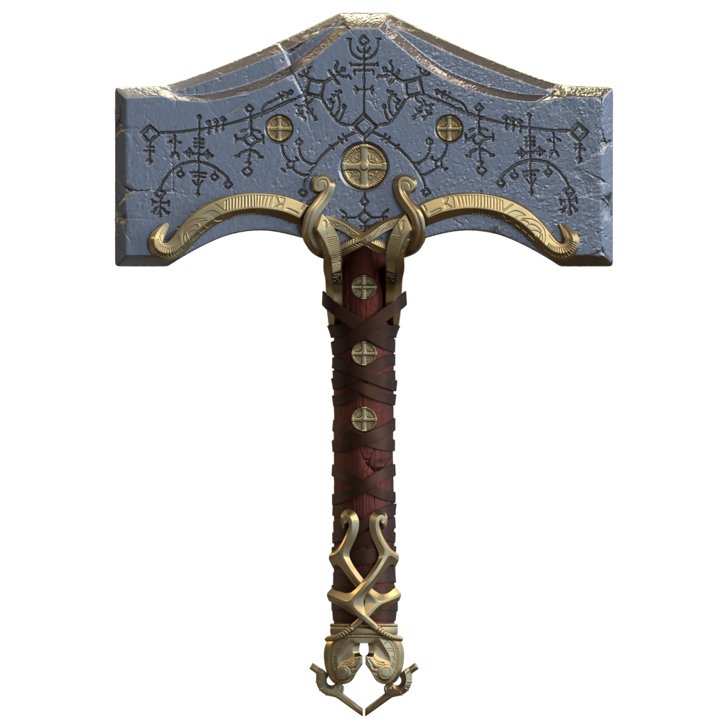 God of War Mjolnir - 3D Print Model – Wireframe