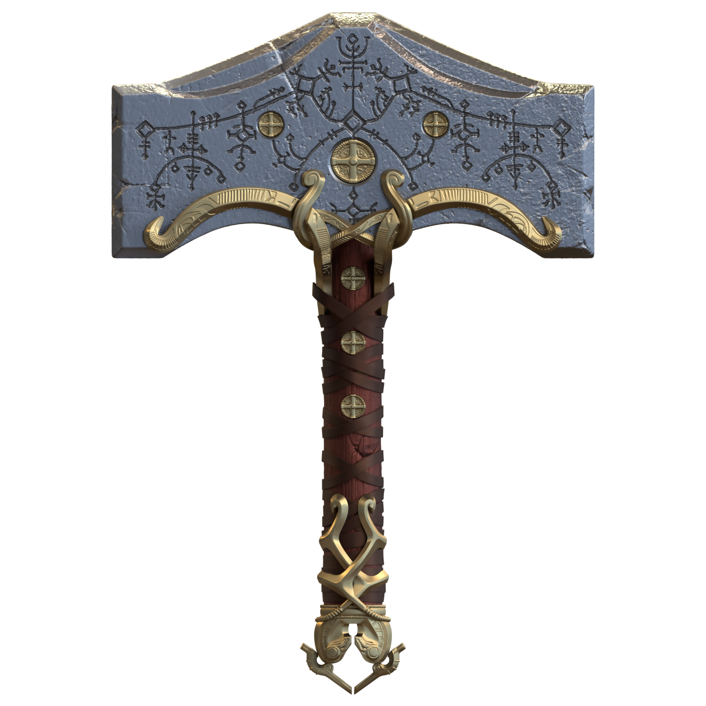 God of War Mjolnir - 3D Print Model – Wireframe