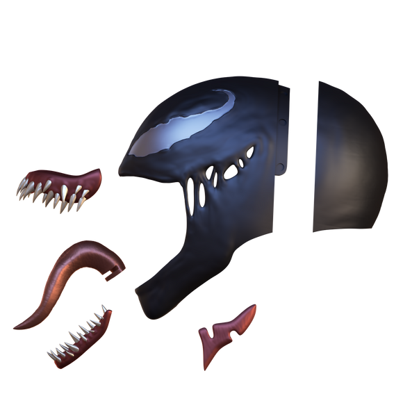 Venom Helmet - 3D Print Model – Wireframe
