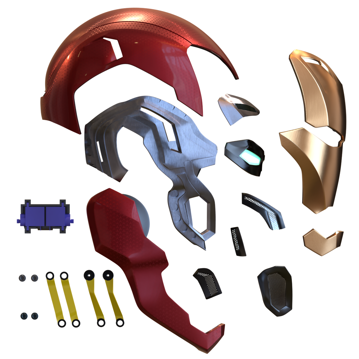 Iron Man mk80 Helmet Motorized 3D Model – Wireframe