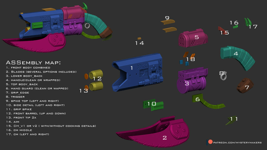 Spiker Carbine Blaster - 3D Print Model – Wireframe