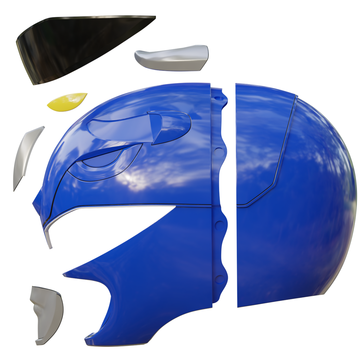 Blue Ranger MMPR Helmet - 3D Print Model – Wireframe