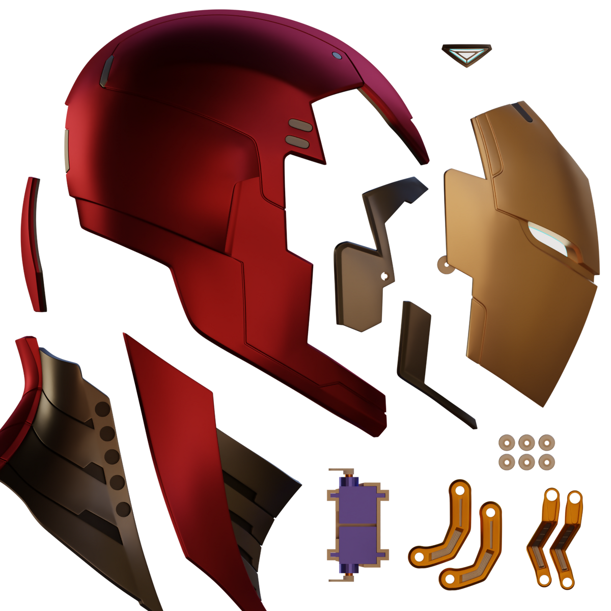 Motorized Walsh3D Ironman Model 51 Prime Helmet 3D Print Model – Wireframe