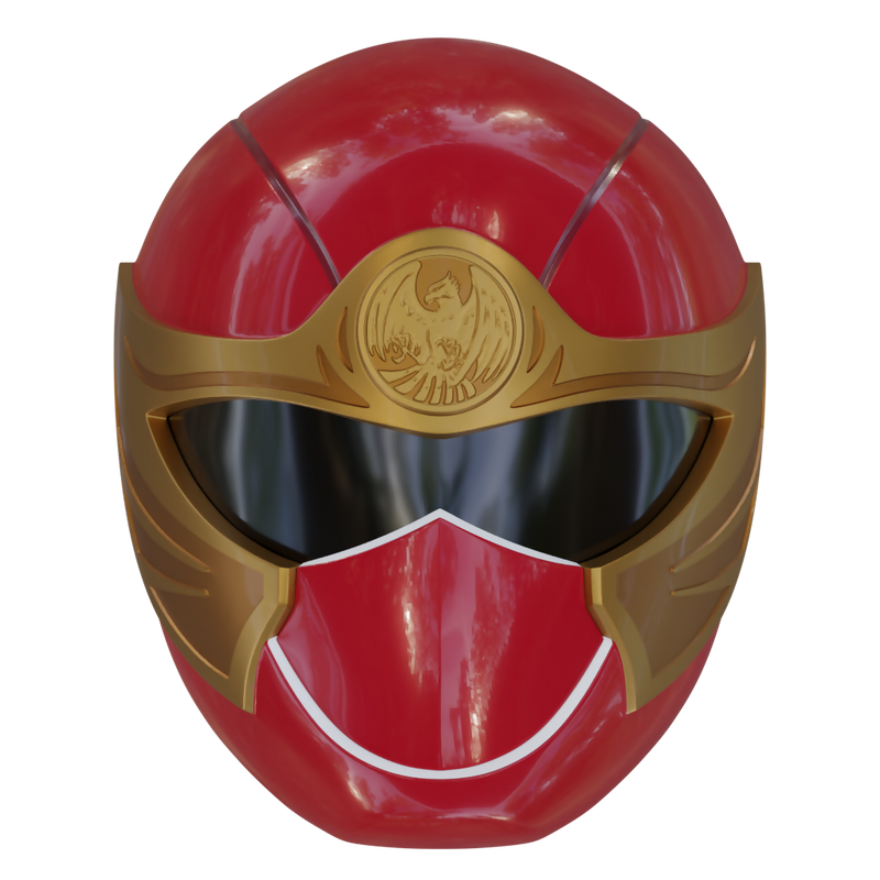 Red Ninja Storm Ranger Helmet 3D Model – Wireframe