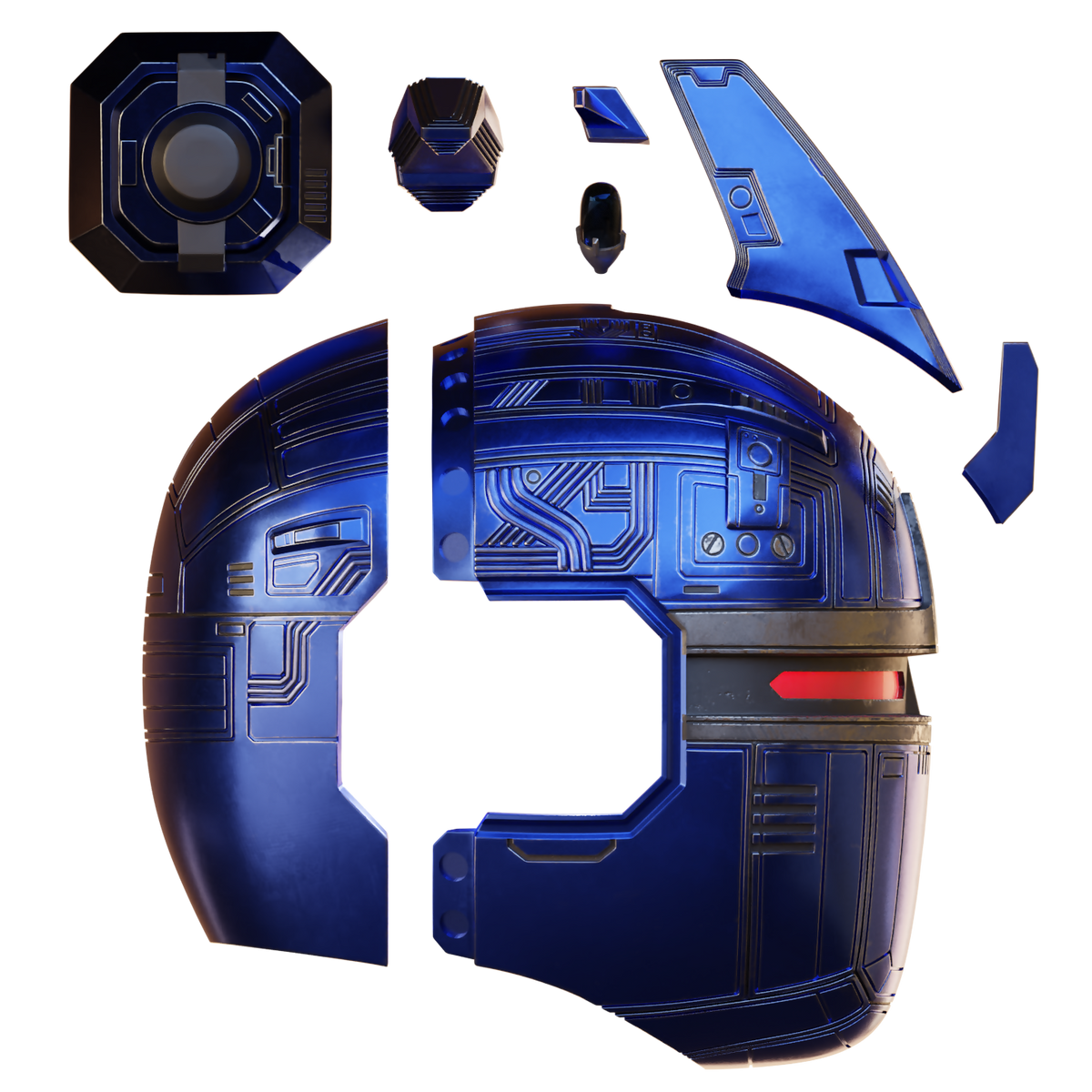 Blue Beetleborg Helmet - 3D Print Model – Wireframe