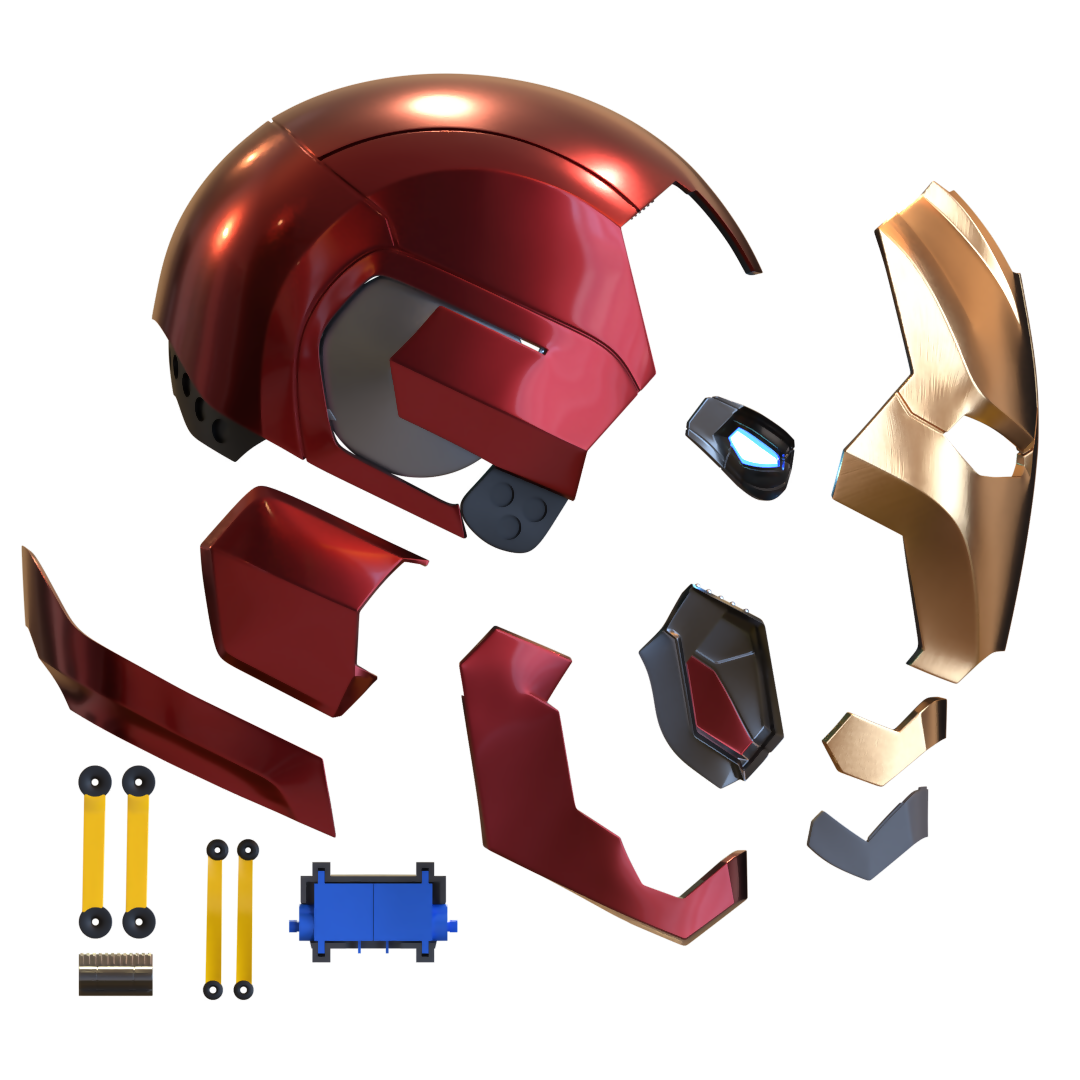 Iron Man MK45 Helmet Motorized 3D Model – Wireframe