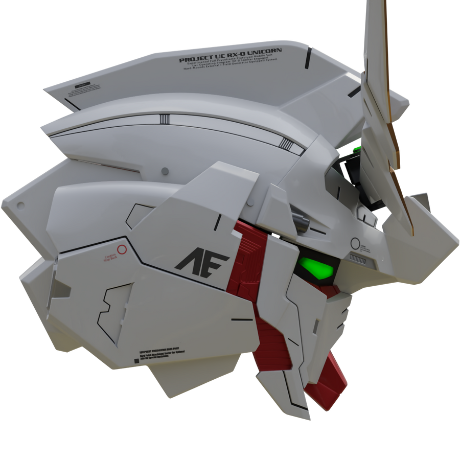 Transforming Gundam RX-0 Unicorn V2 Helmet 3D Printable Model – Wireframe