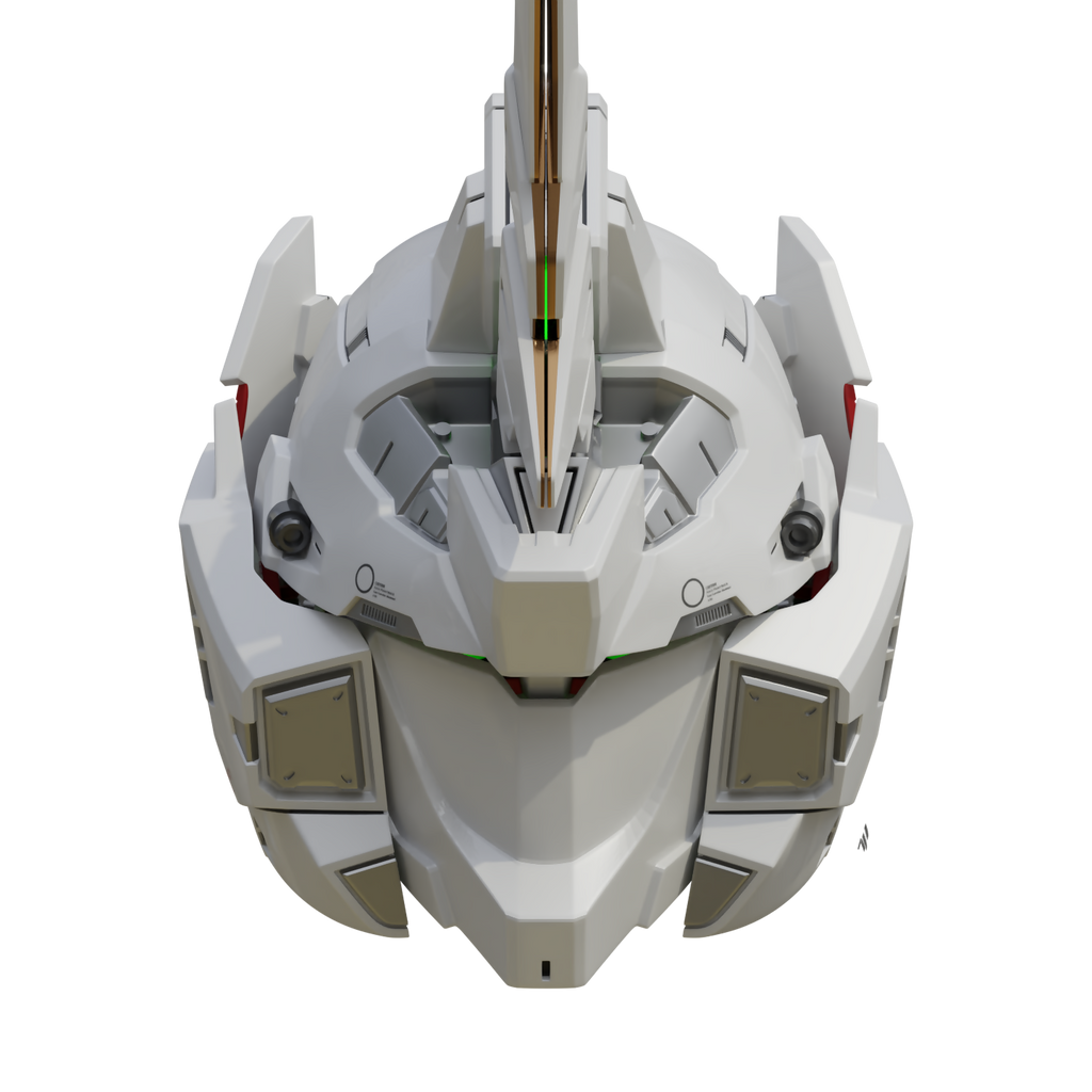 Transforming Gundam RX-0 Unicorn V2 Helmet 3D Printable Model – Wireframe