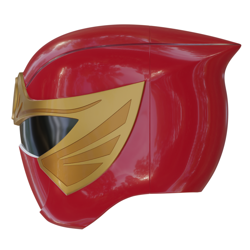 Red Ninja Storm Ranger Helmet 3D Model – Wireframe