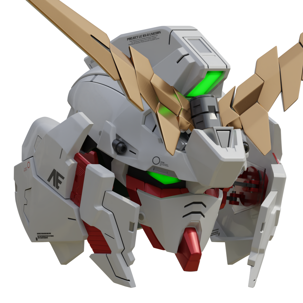 Transforming Gundam RX-0 Unicorn V2 Helmet 3D Printable Model – Wireframe