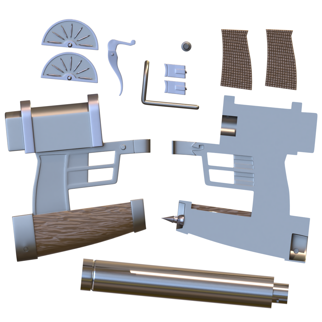 Anti Personnel ODM gear gun 3D Model – Wireframe